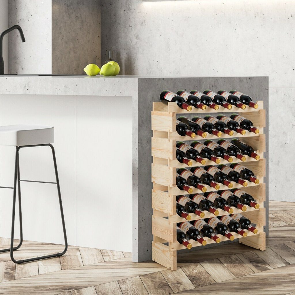 Wine Rack 36 Bottles Modular Stackable Storage Wooden Pine Material ...