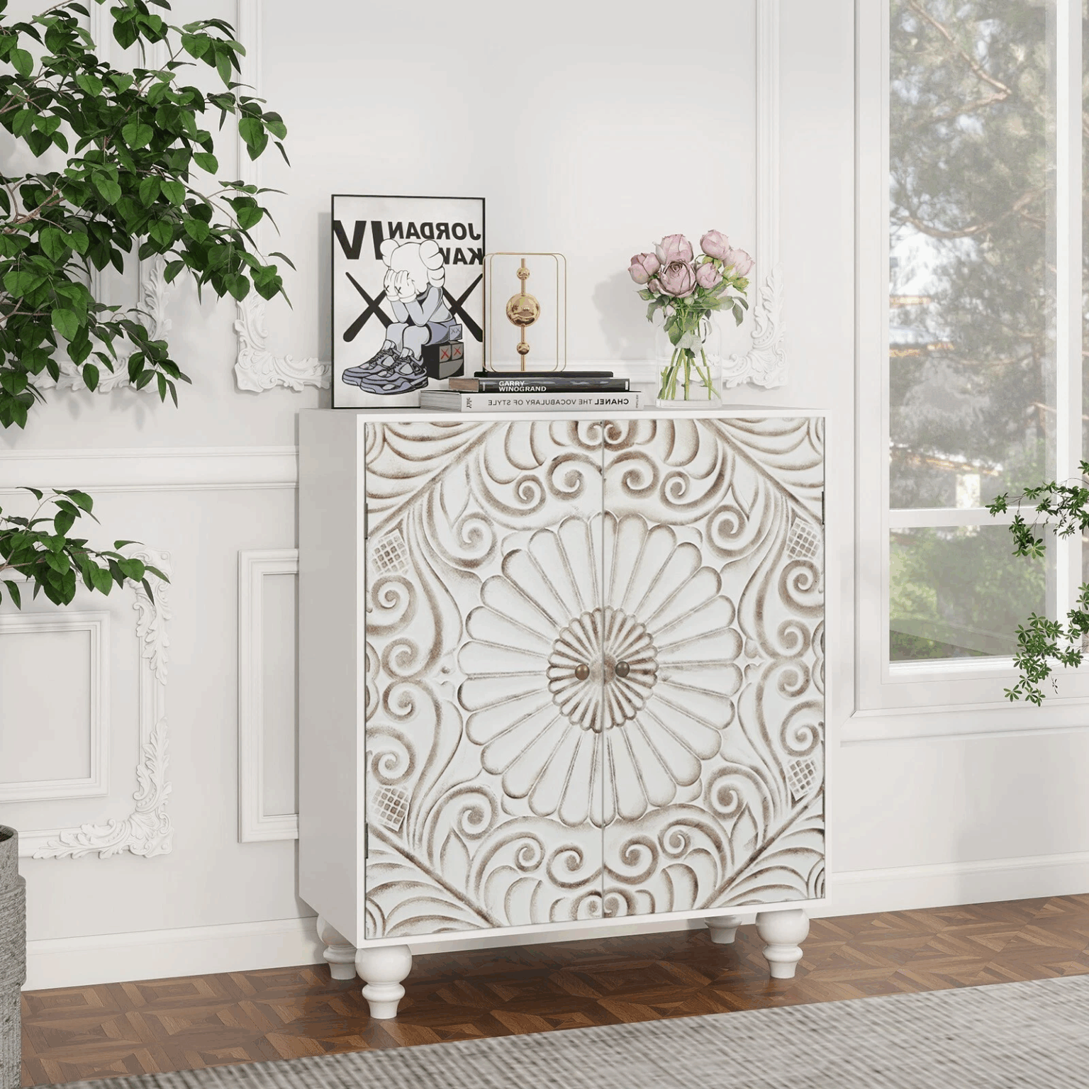 48-Inch Sideboard Buffet Cabinet with Adjustable Shelves & Doors ...